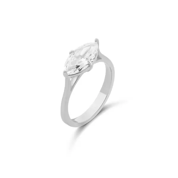 SHYMI Sideways Marquise Cocktail Ring - Silver