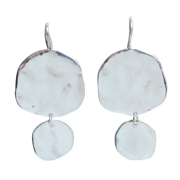 KAREN HALLAM Ibiza Double Disc Earrings - Silver