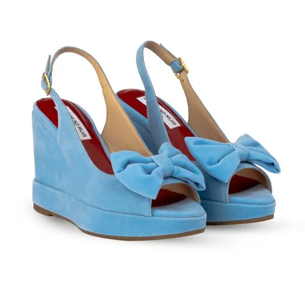 ROSAMUND MUIR LONDON Rignana Velvet Wedges - Blue
