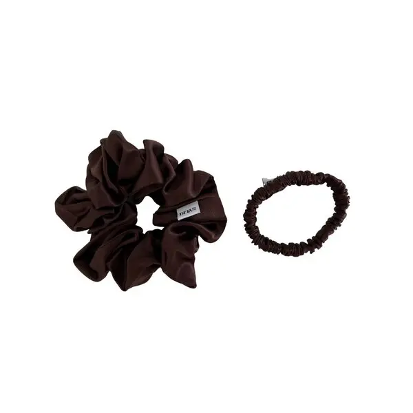 SYLKI Silk Scrunchie And Hair Tie Set - Brown