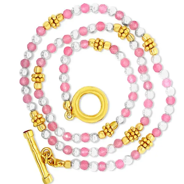 GEM BAZAAR JEWELLERY Pink Sands Toggle Necklace - Gold/white/pink