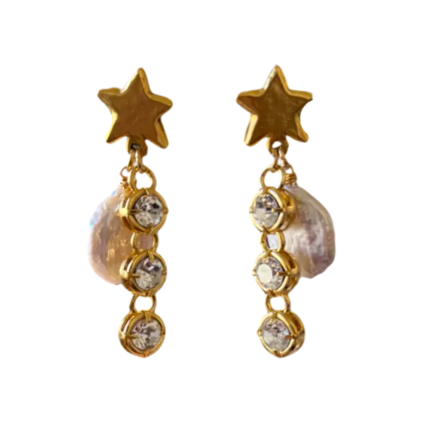 SCCOLLECTION Ziggy Star & Pearl Earrings - Gold