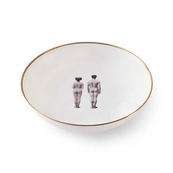 MELODY ROSE LONDON Gold / White Models Bone China Pasta / Salad Bowl - Gold/white
