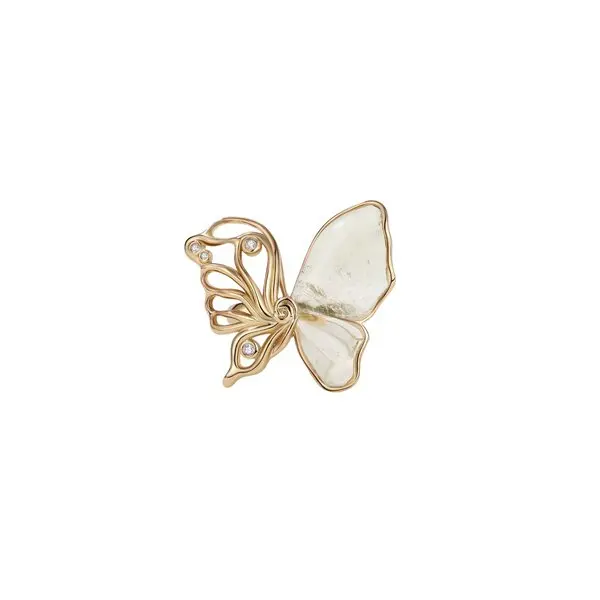 RETRO CHIC Butterfly Serenade Ring - Gold/white