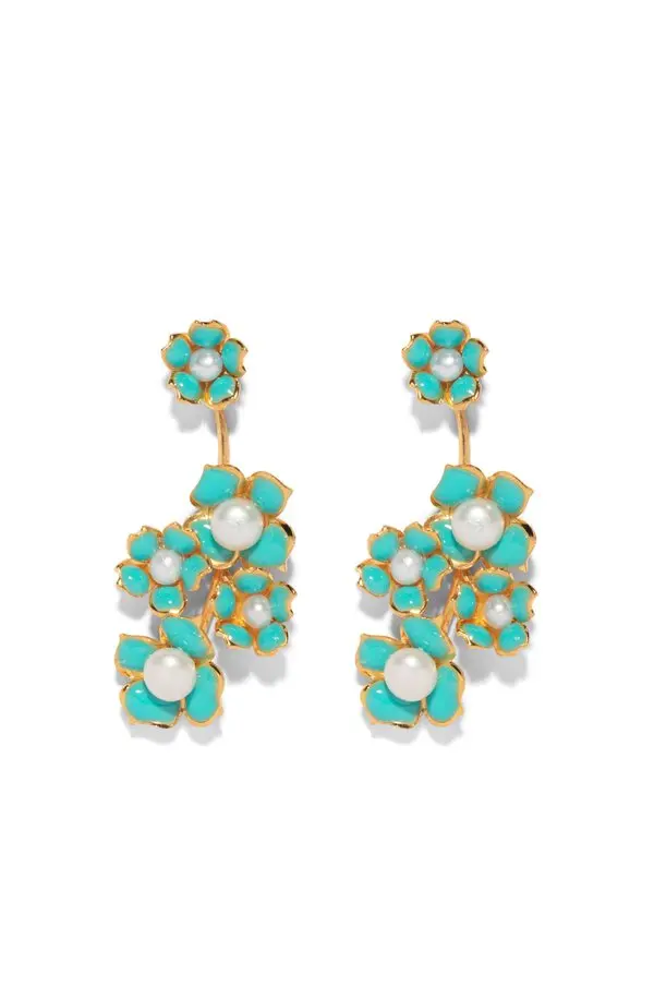 THE PINK REEF Floral Dangle Earrings - Green