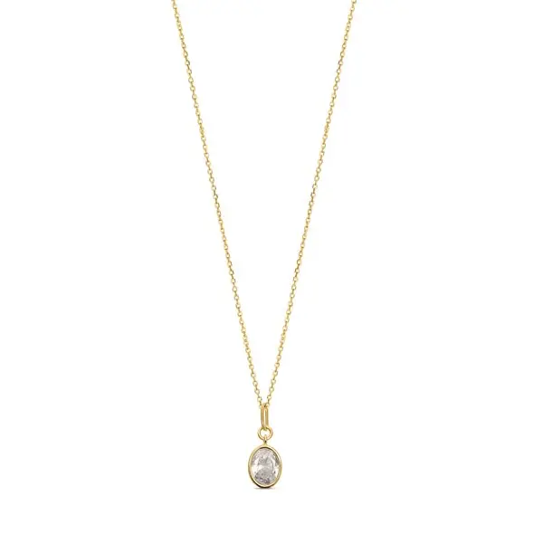 ESTERAH Oval Solitaire Pendant Necklace