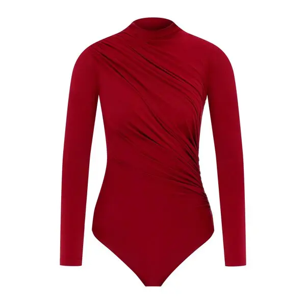 MAAN ISTANBUL Turtleneck Long Sleeve Bodysuit - Red