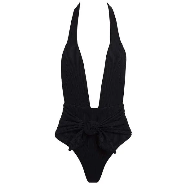 MONTCE Rib Tropez Tie-up One-piece - Black