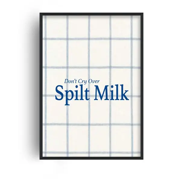 FANCLUB Don't Cry Over Spilt Milk Giclée Kitchen Art Print A2 - Blue