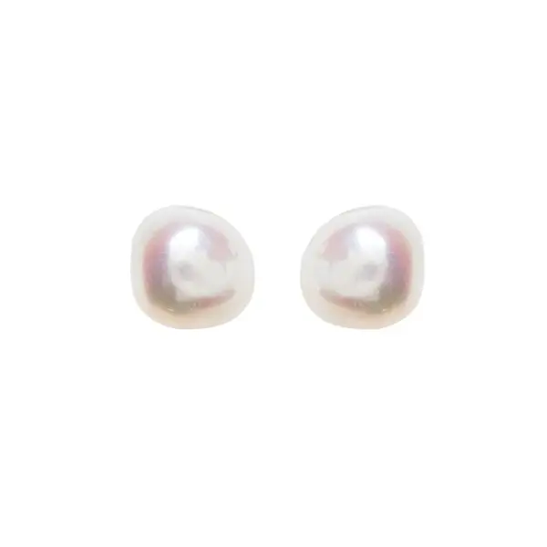 ORA PEARLS White Baroque Pearl Stud Earrings - Silver