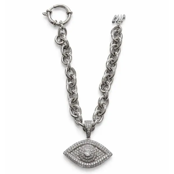 JAGGED HALO JEWELRY Chunky Chain Evil Eye Bracelet - Silver