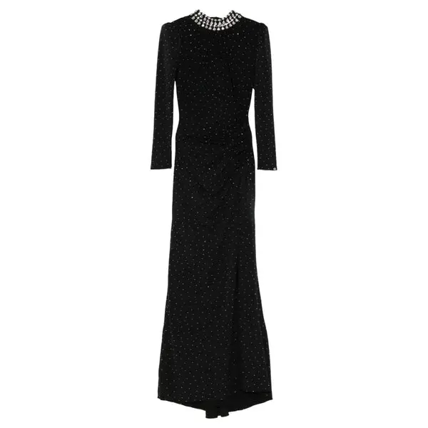 NISSA Crystal-embellished Maxi Dress - Black