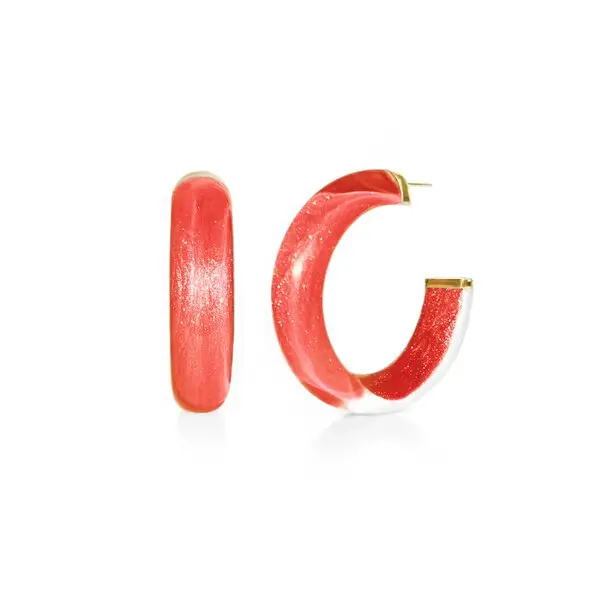 GOLD & HONEY Illusion Hoop Earrings - Gold/red