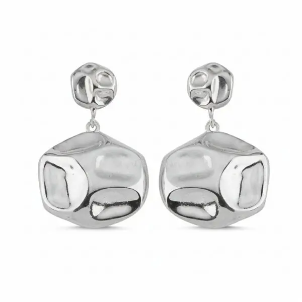 LINYA JEWELLERY Lora Amorphous Dangle Earrings - Silver