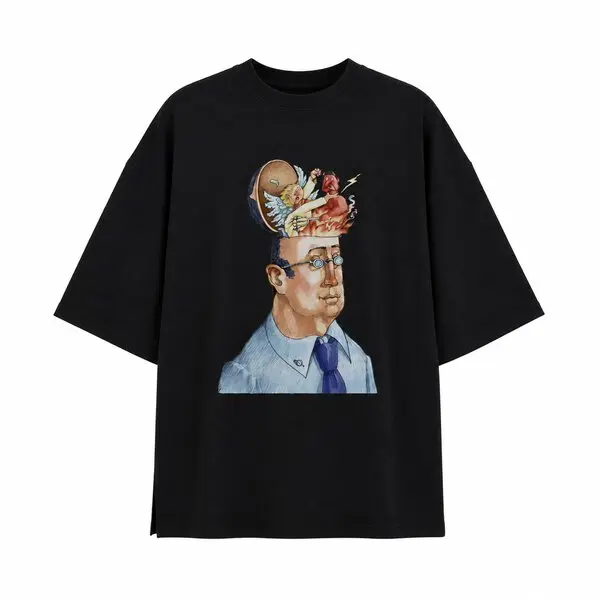 MYSIMPLICATED Black / Blue Oversized T-shirt In Black With Angel & Devil Design - Black/blue