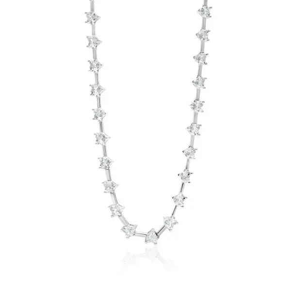 SHYMI Heart Shaped Bar Tennis Necklace - Silver