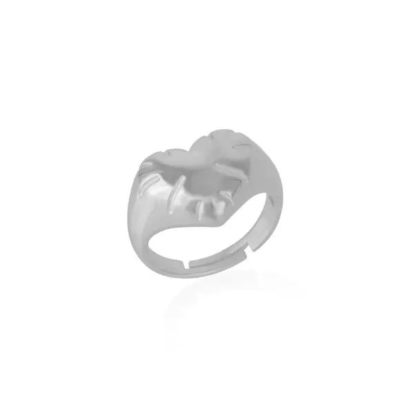 SPERO LONDON Chunky Love Heart Signet Ring - Silver