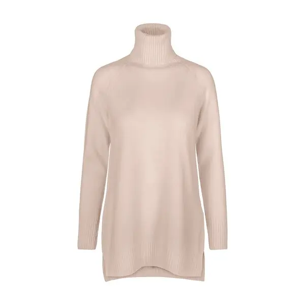 TIRILLM A-line Turtleneck Pullover - Beige
