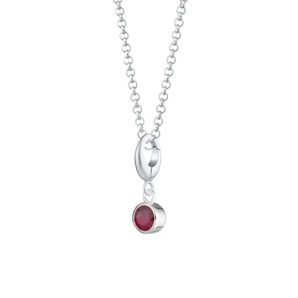 LILY CHARMED Sterling July Birthstone Ruby Charm Necklace - Silver