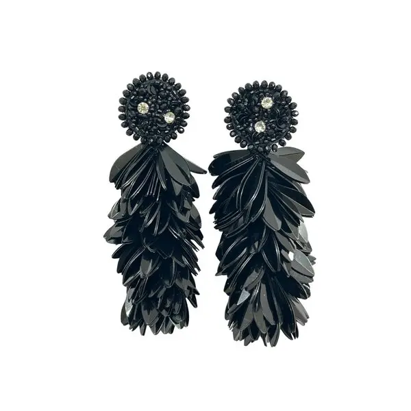 SIMITRI Raven Beaded Stud Statement Earrings - Black