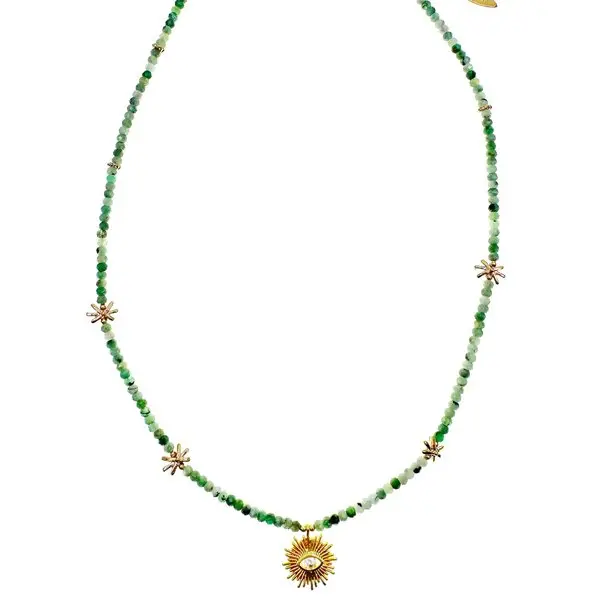 FARRA Emerald And Evil Eye Pendant Necklace - Green