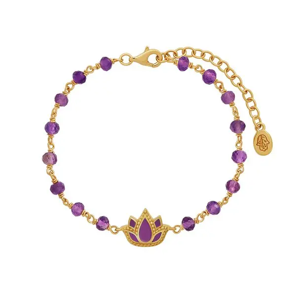 KARMA AND LUCK Radiant Calm Amethyst Lotus Bracelet - Purple/gold