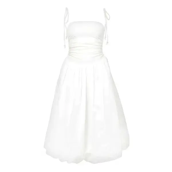 AMY LYNN Cotton Puffball Midi Dress - White