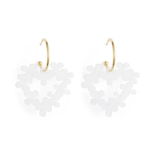 TOOLALLY Mini Hearts In Flowers Earrings - White/gold