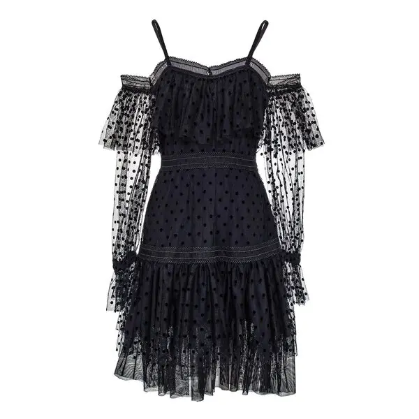 SMART AND JOY Polka Dot Tulle Dress - Black