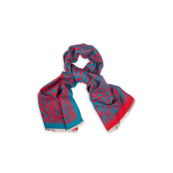 Saachi Animal Print Reversible Scarf - Red