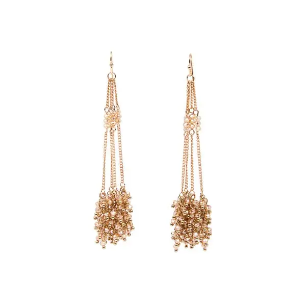 Saachi Cluster Drop Chain Earrings - Gold
