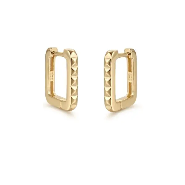 SPERO LONDON Sterling Silver Rectangular Hoop Earrings - Gold