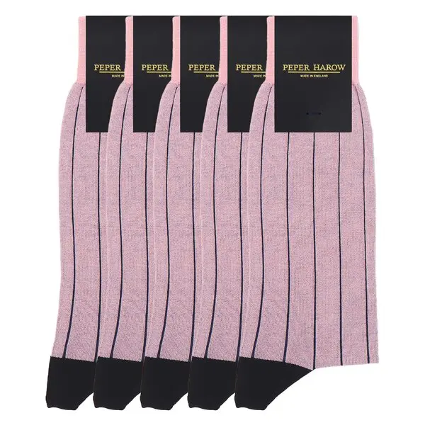 PEPER HAROW - MADE IN ENGLAND Peper Harow Grooms Pin Stripe Socks Bundle - Pink