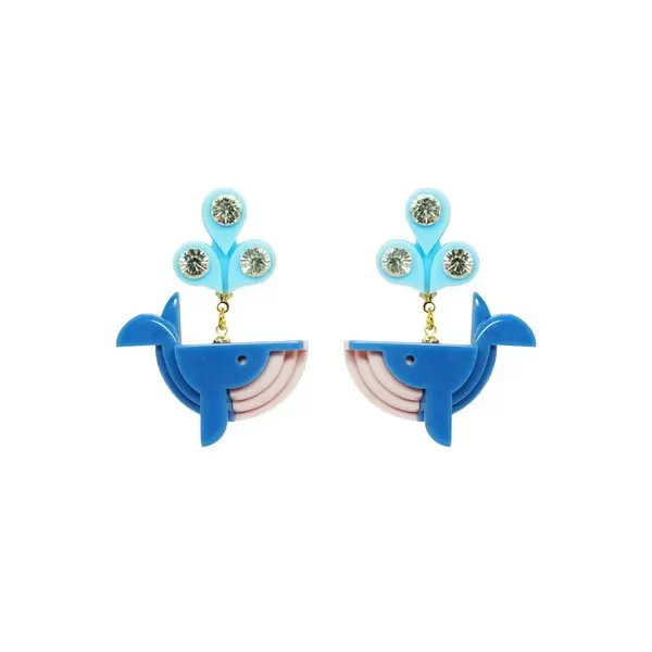 GISSA BICALHO Whale Hortensia Acrylic Earring - Blue