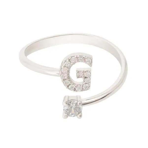 LATELITA Silver Initial G Ring - White/silver