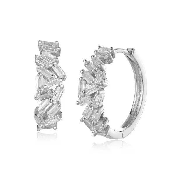 LIONESS BY TF Helix Oval Hoop Earrings - White