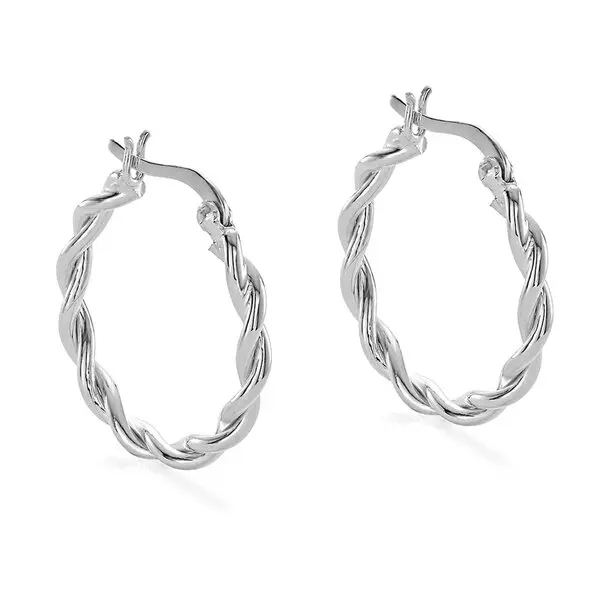 Côté Caché Braided Hoop Earrings - Silver