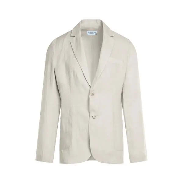 Haris Cotton Lapel Neck Linen Blazer - Beige
