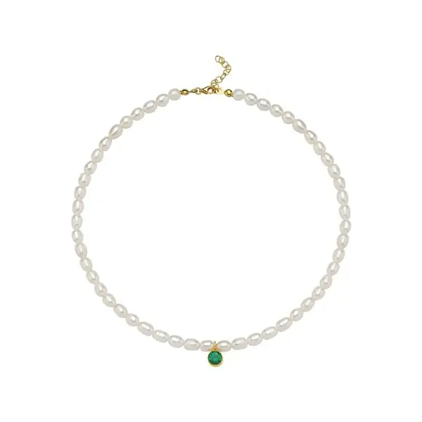 LINYA JEWELLERY Cosmic Pearl Zodiac Necklace - Green