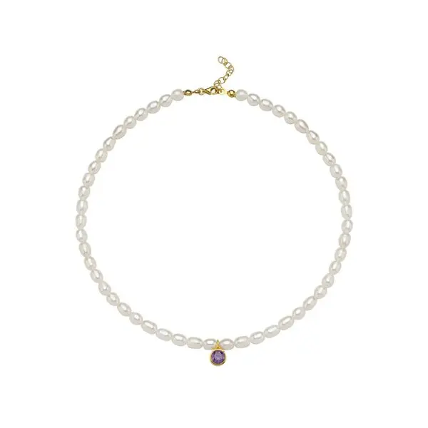LINYA JEWELLERY Cosmic Pearl Zodiac Necklace - Purple