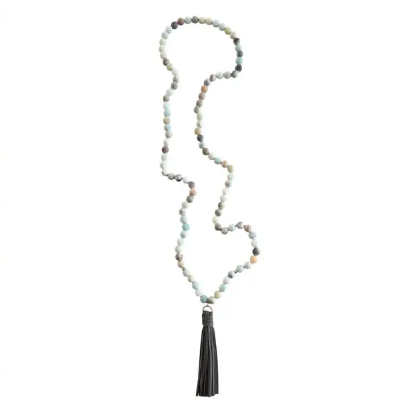 HEATHER HAWKINS Talulah Belle Gemstone Beaded Necklace With Suede Tassel - Blue