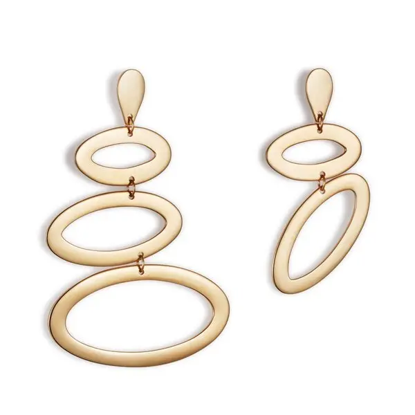 TOOLALLY Asymmetric Ellipses Earrings - Gold