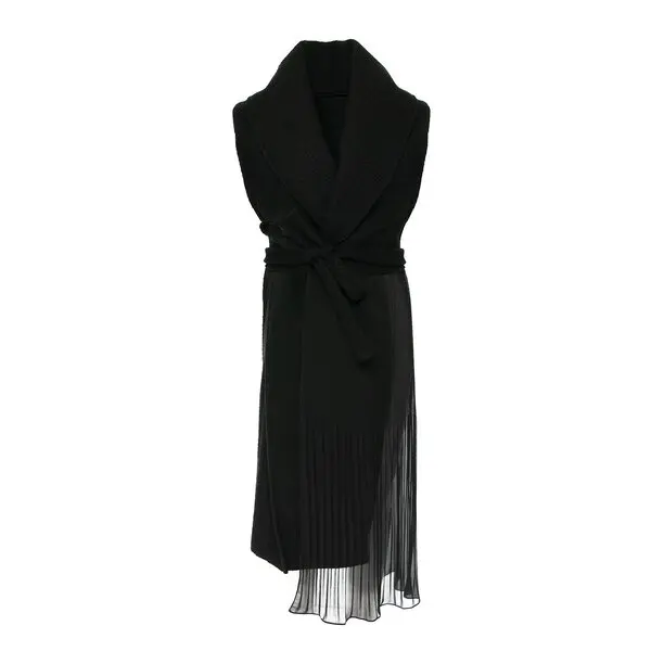 SILVIA SERBAN Tweed & Pleated Veil Deconstructed Vest