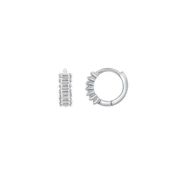 DIAMONBLISS Marilyn Monroe Baguette Hoop Earrings - White