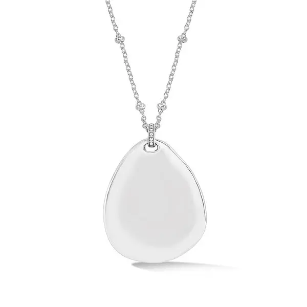 DOWER & HALL Large Pebble Sterling Pendant Necklace - Silver
