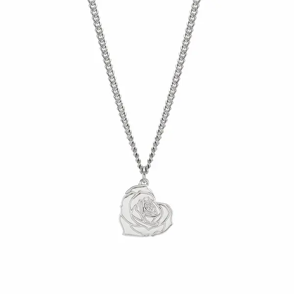 POTOSKA Rose Heart Pendant Necklace - Silver