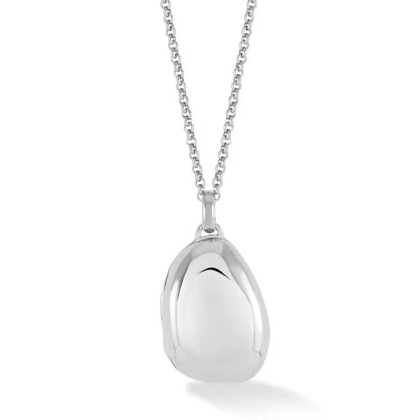 DOWER & HALL Pebble Photo Locket Pendant - Silver