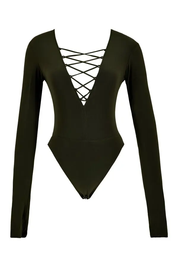 GROWNY Liona Lace-up Bodysuit