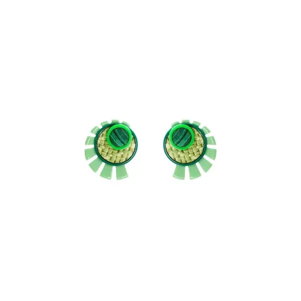 GISSA BICALHO Acrylic Raffia Earrings - Green