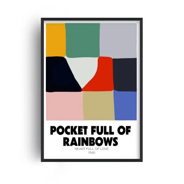 FANCLUB Pocket Full Of Rainbows Retro Music Giclée Art Print A2 - White